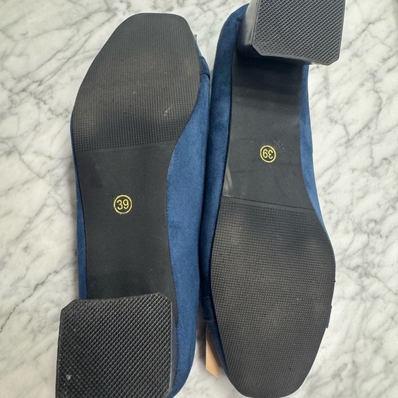 Shoes | Navy Blue Block Heel Loafers Sz 9 | Poshmark